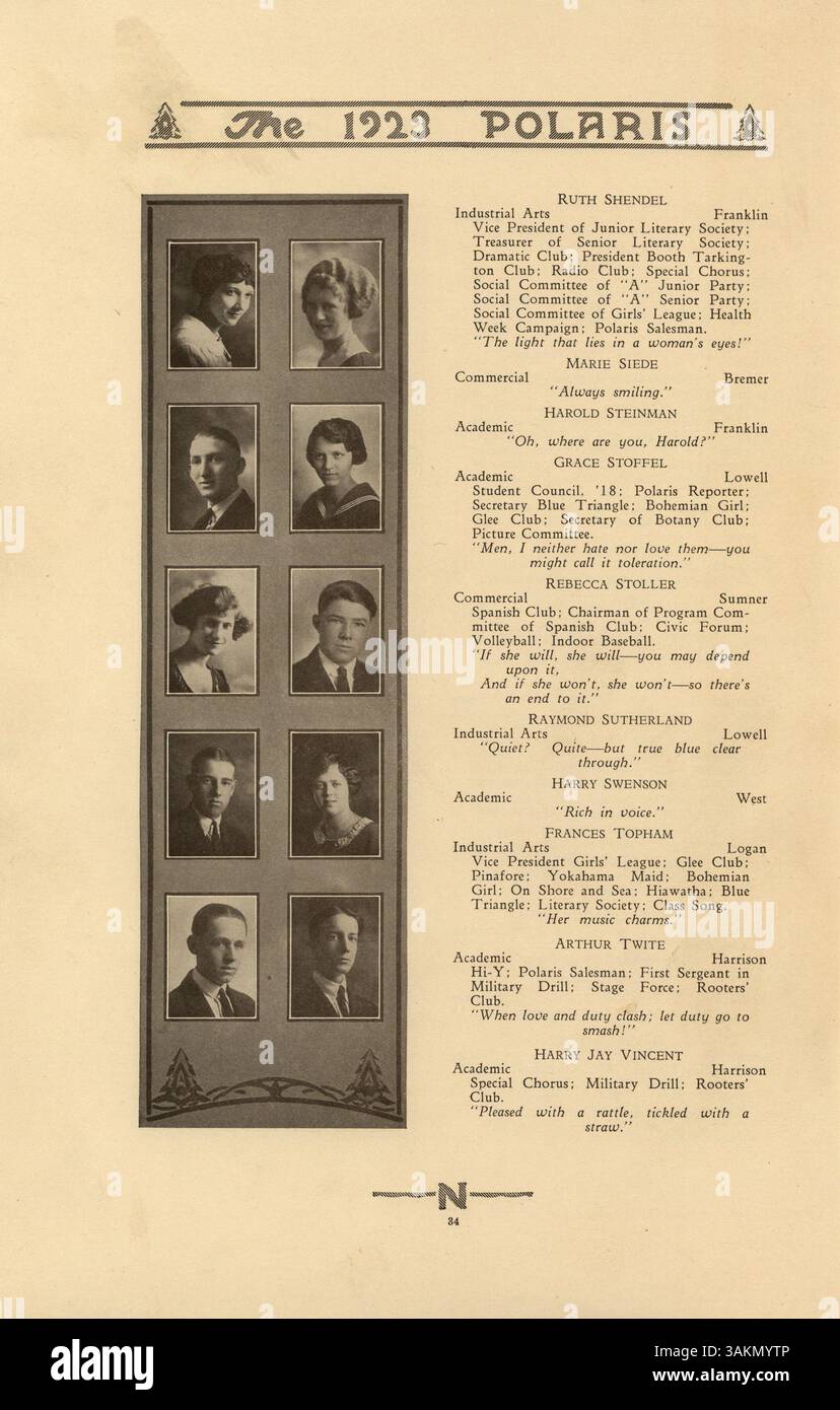The 1923 Polaris yearbook from North High School features the academic ...