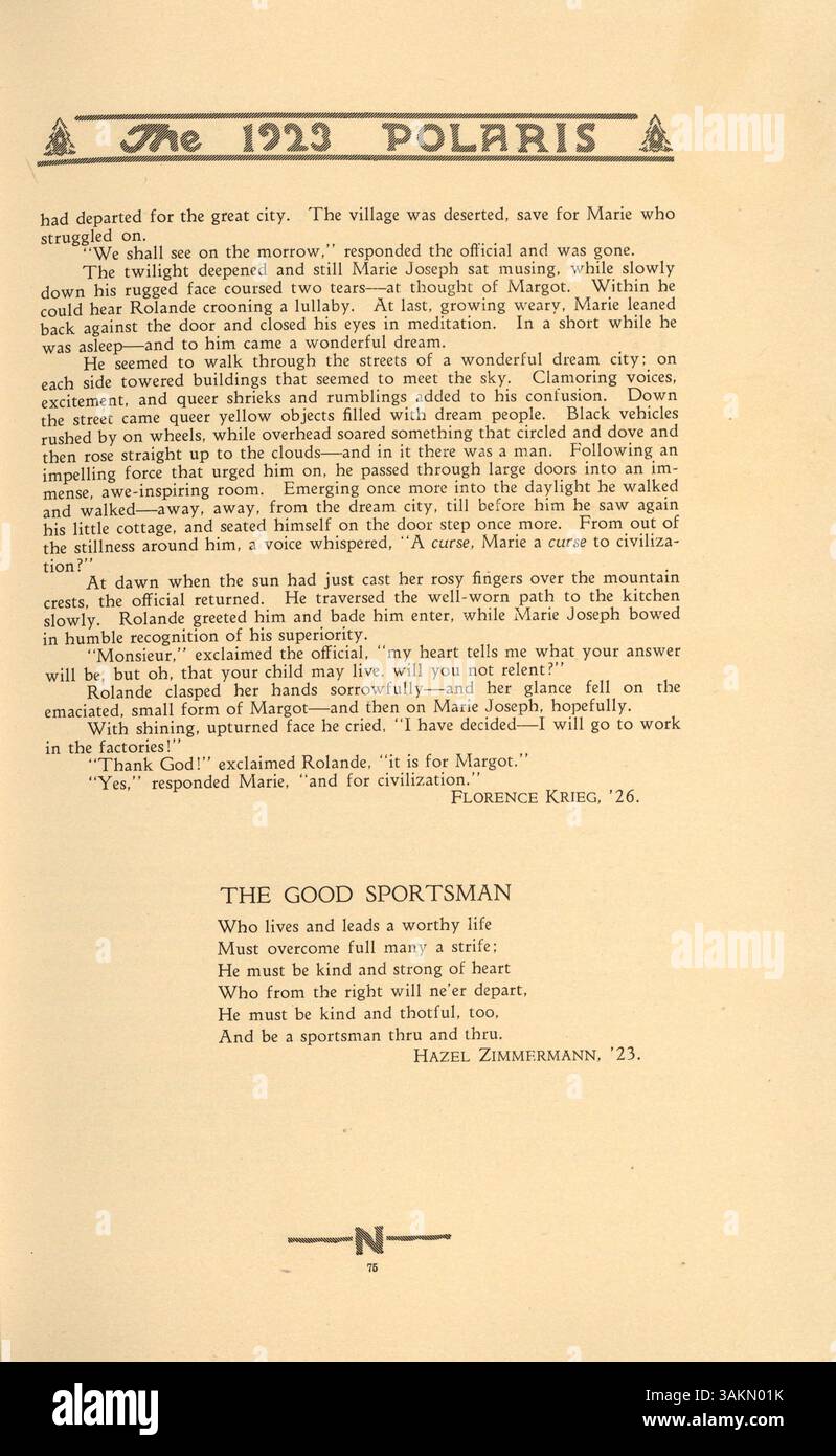 The 'Polaris' Yearbook for 1923 from North High School documents the ...