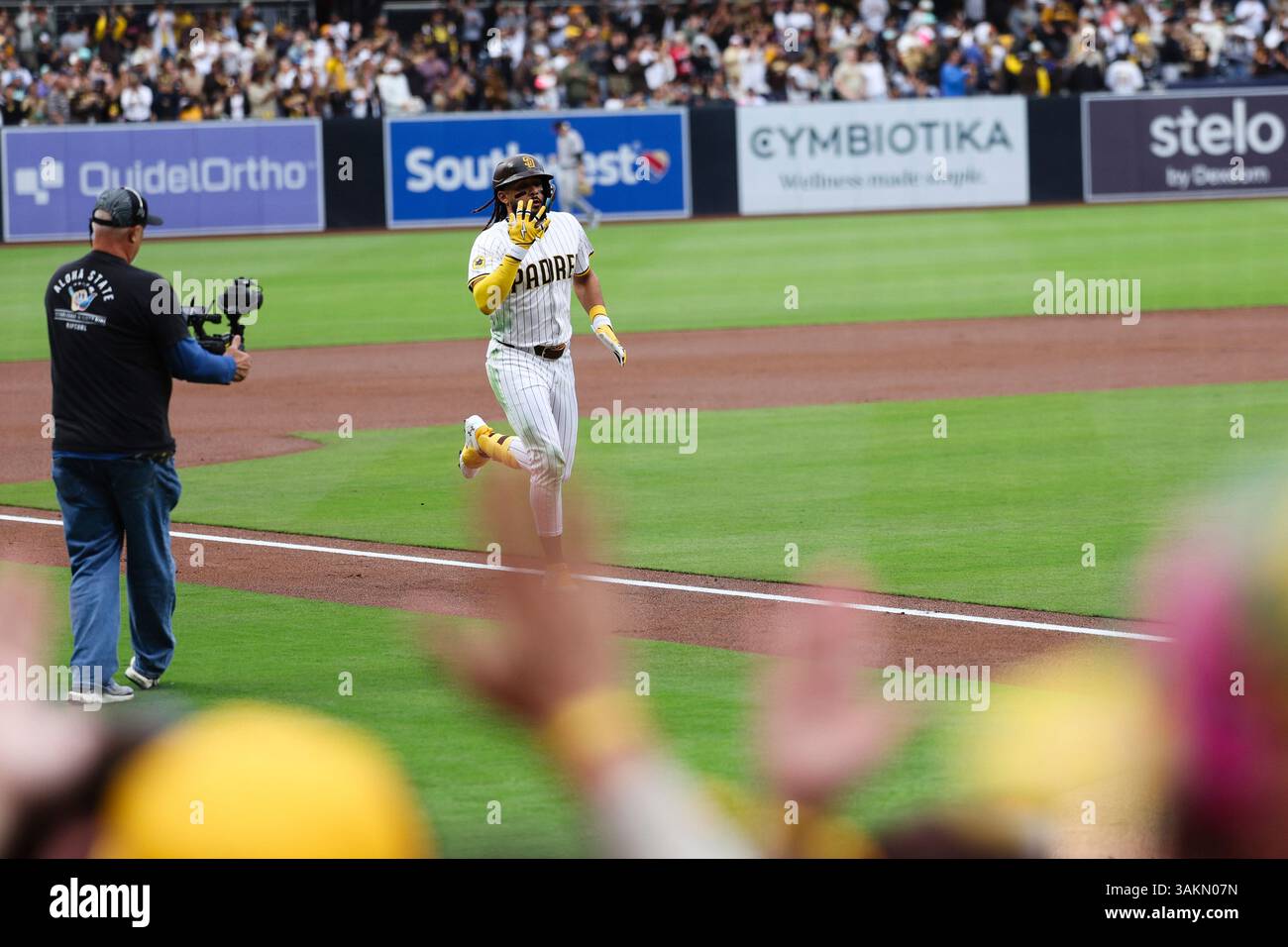 San Diego Padres' Fernando Tatis Jr. celebrates while running the bases ...