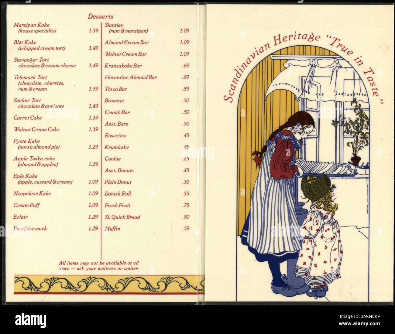 The menu at Mrs. Scandia's Kaffestue and Bakery offers a variety of ...