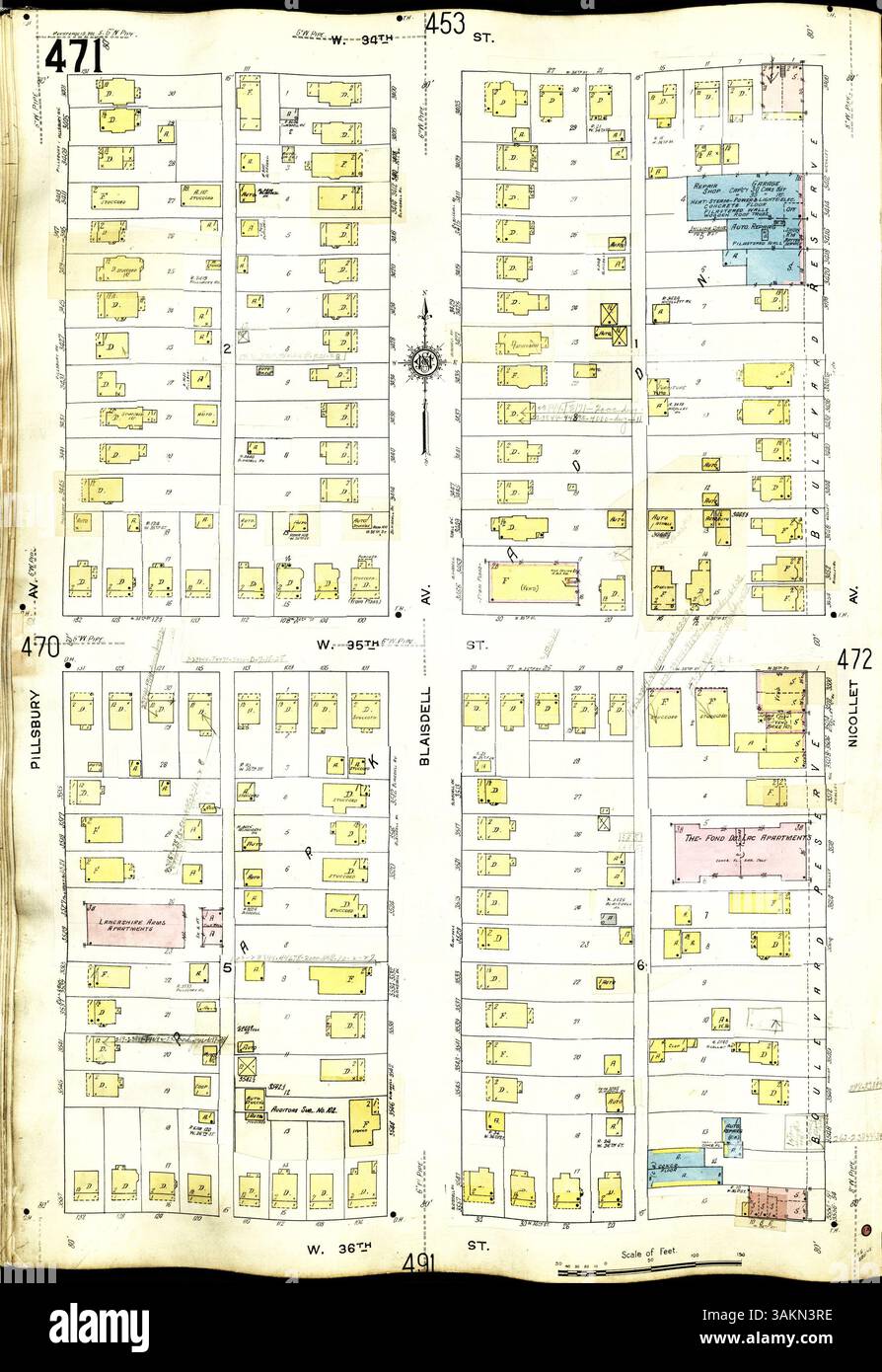 Sanborn fire insurance maps from 1912 to 1930 depict detailed outlines ...