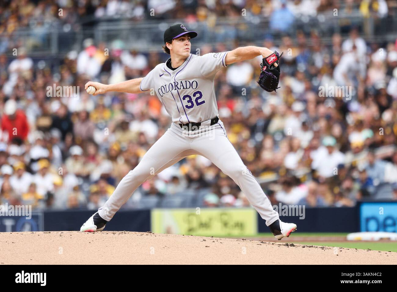 Colorado Rockies starting pitcher Chase Dollander works against the San ...
