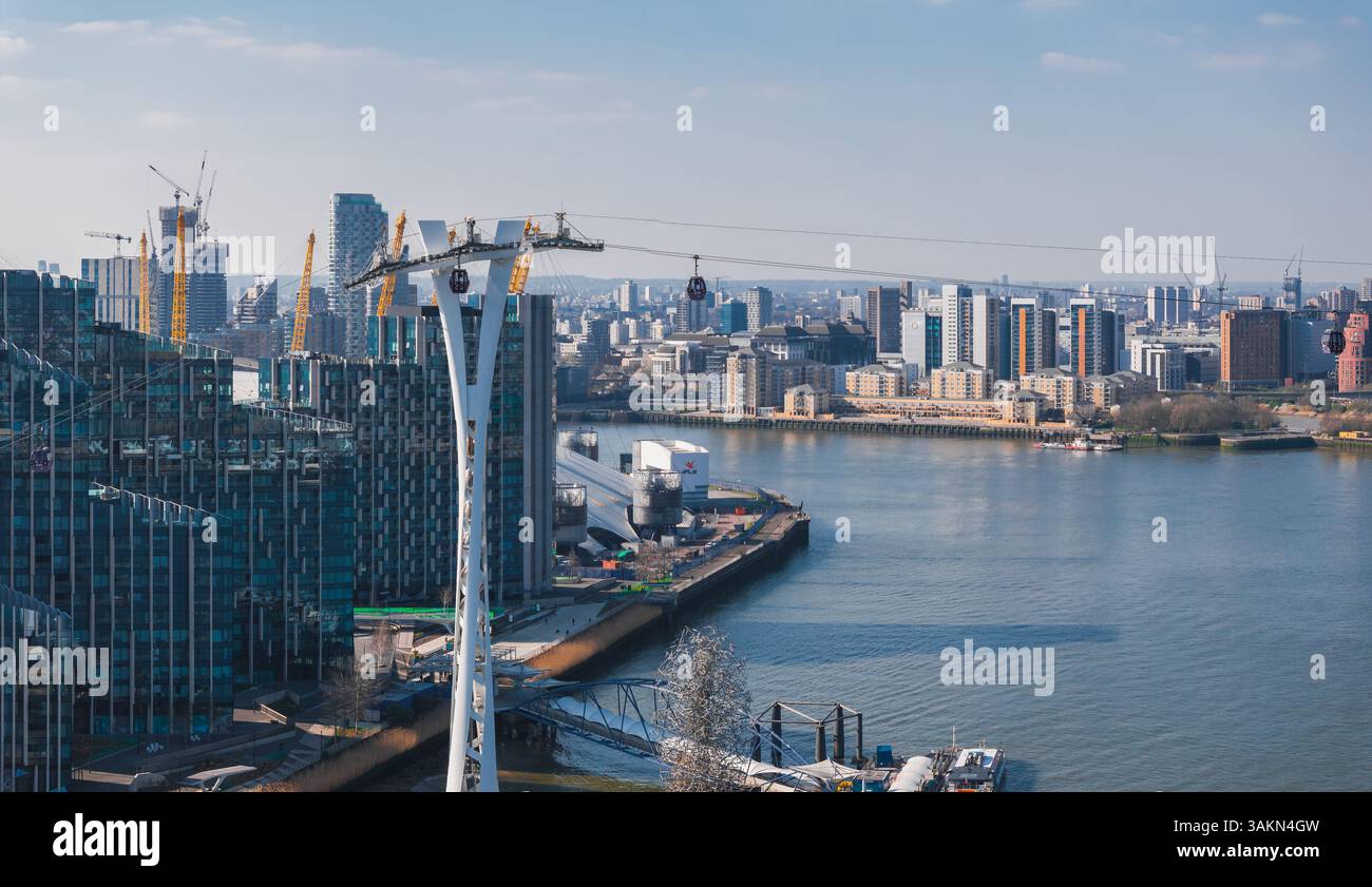 Aerial View of London with Emirates Air Line and Urban Skyline Stock ...