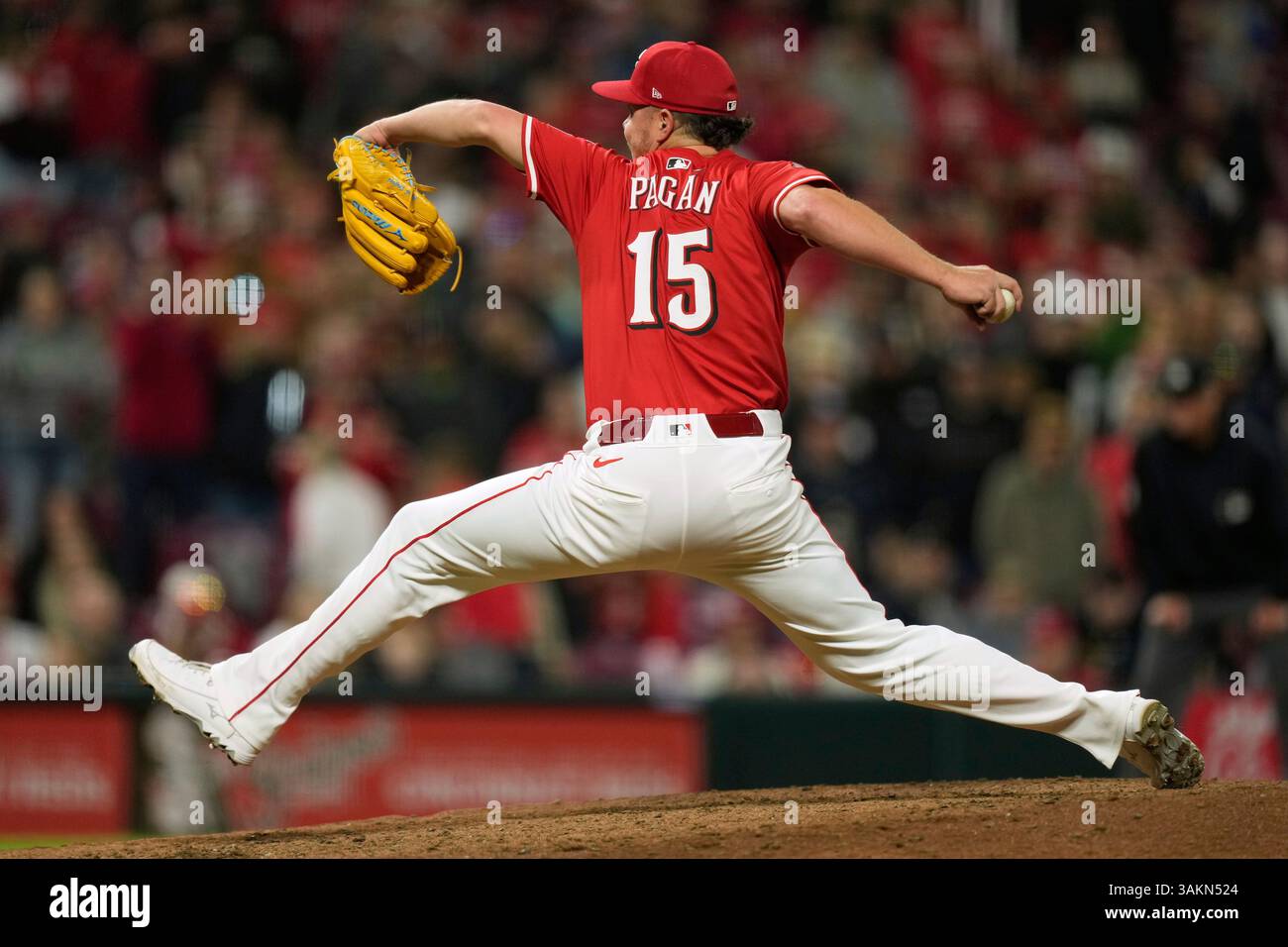 Cincinnati Reds pitcher Emilio Pagán throws in the ninth inning of a ...