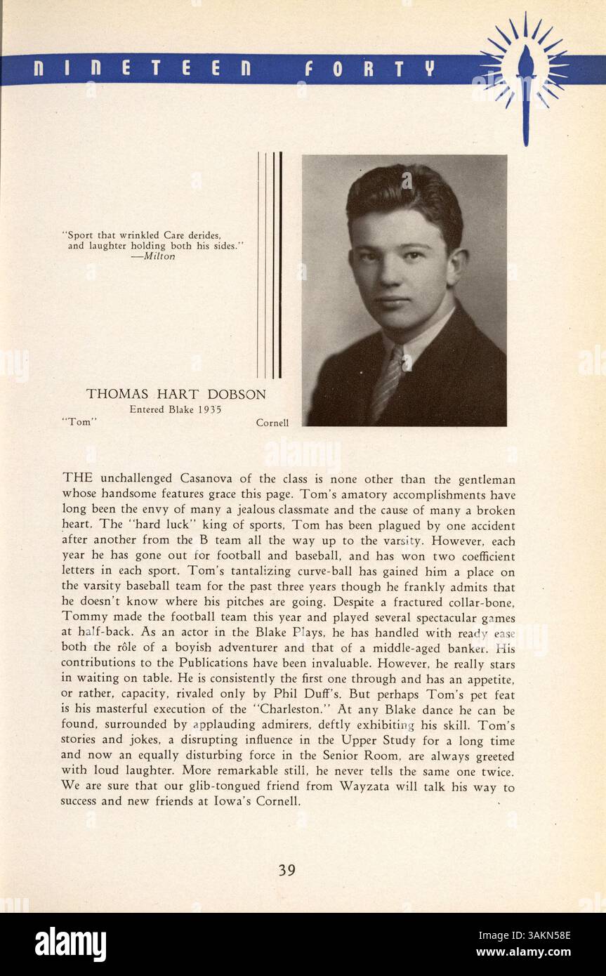 Blake's 1940 yearbook, Call-O'-Pan, documents the key events of the ...