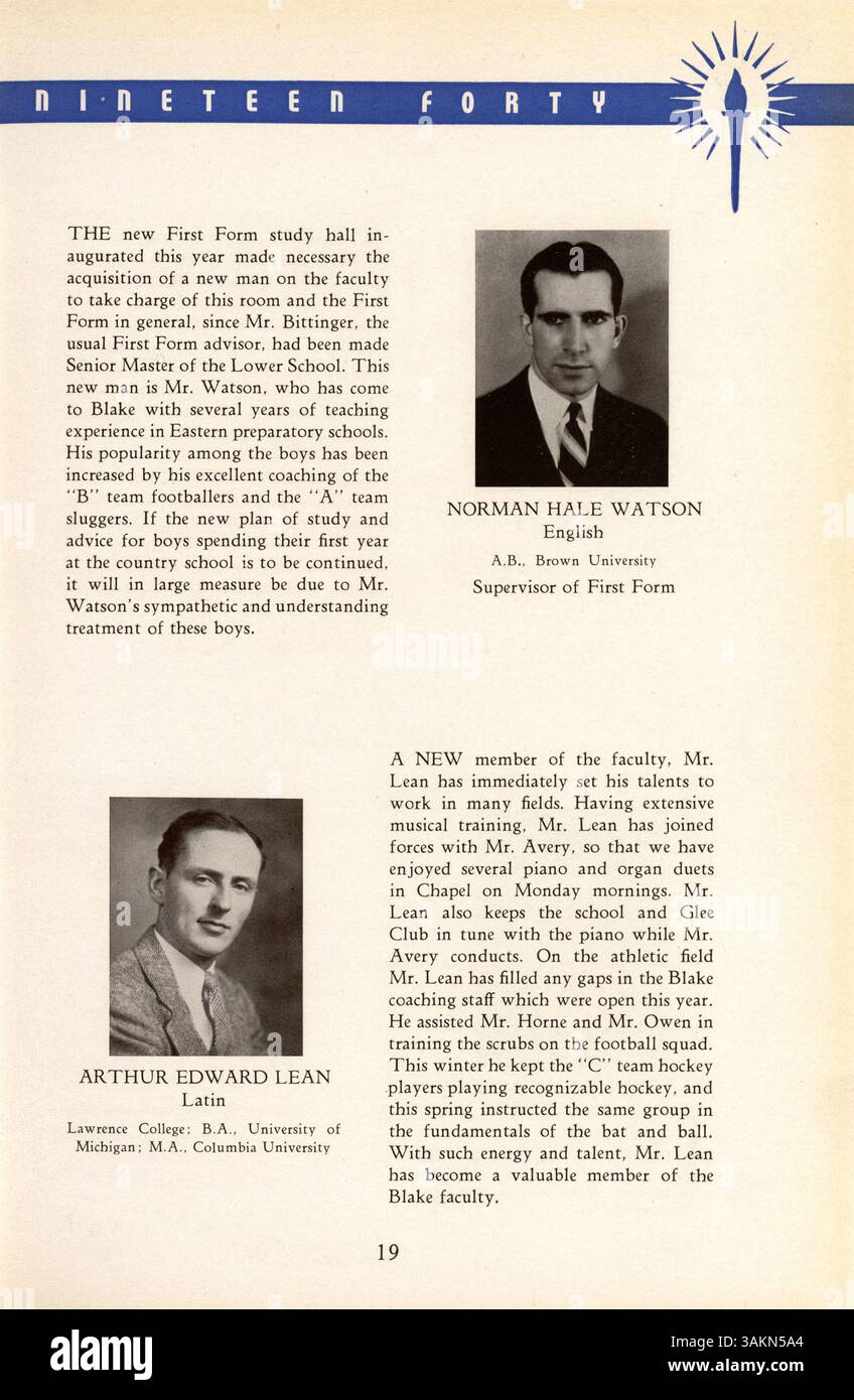 The 1940 edition of the Blake Yearbook, 'Call-O'-Pan', showcases the ...