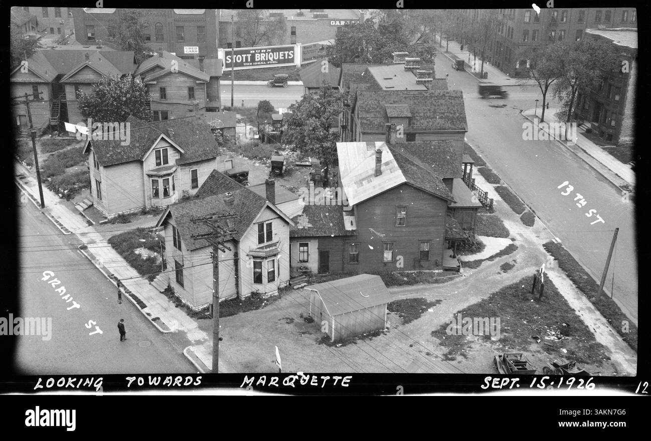 This image depicts the area between 13th St., Grant St., and Marquette ...