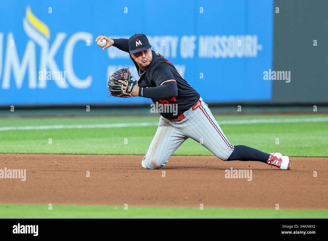 April 8, 2025: Minnesota Twins third baseman Jose Miranda (64) makes a ...