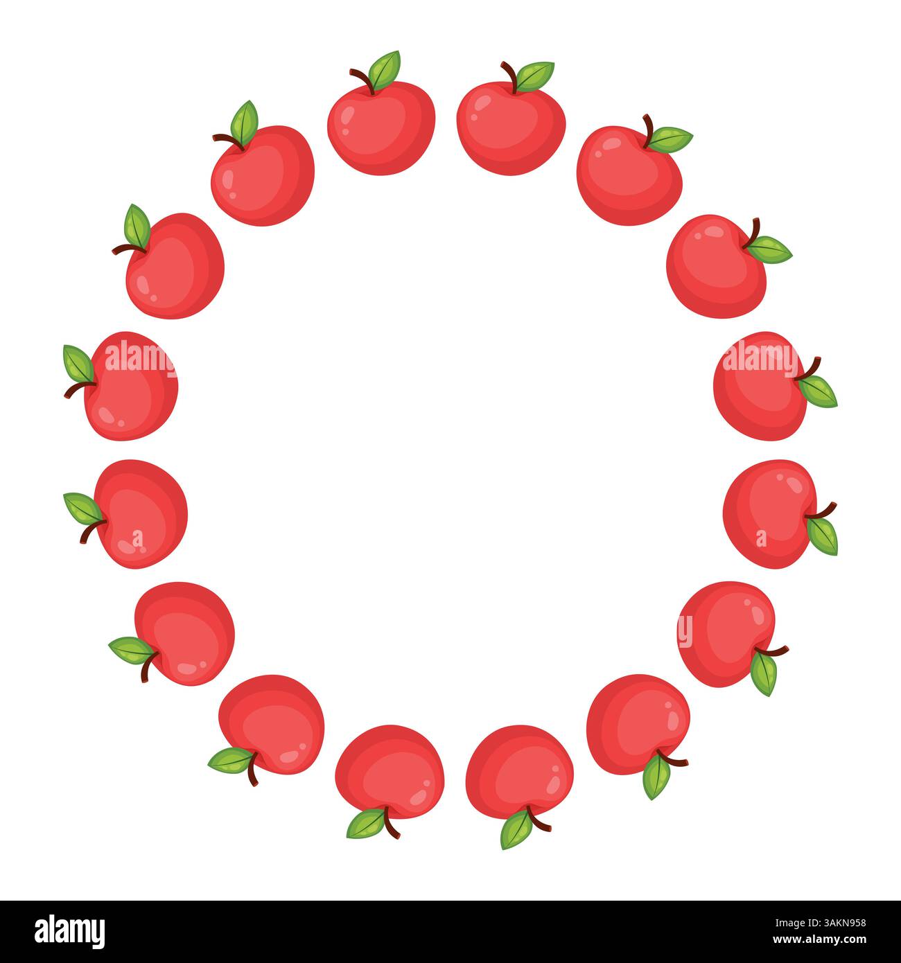 Round frame of cartoon apples. Vector illustration Stock Vector Image ...