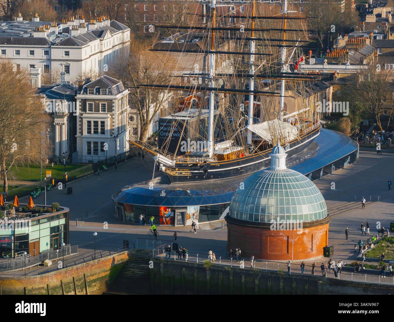 Cutty Sark and Greenwich Foot Tunnel Dome in Greenwich, London Stock ...