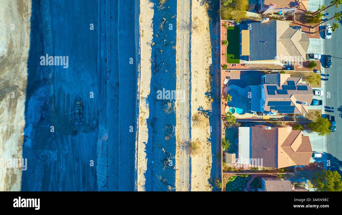 Aerial Top Down of Suburban Growth vs Desert Landscape in Nevada Stock ...