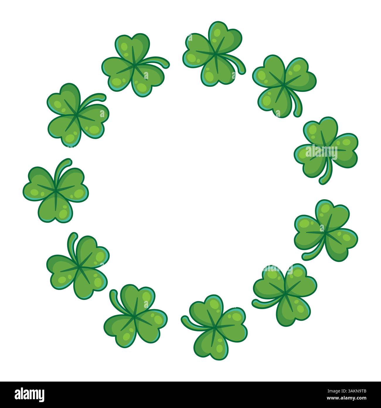 Round frame. Three-leaf clover. Hand-drawn. Vector illustration Stock ...