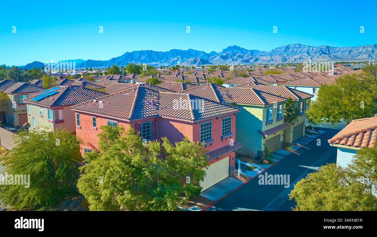Aerial of Las Vegas Suburban Desert Community Stock Photo - Alamy