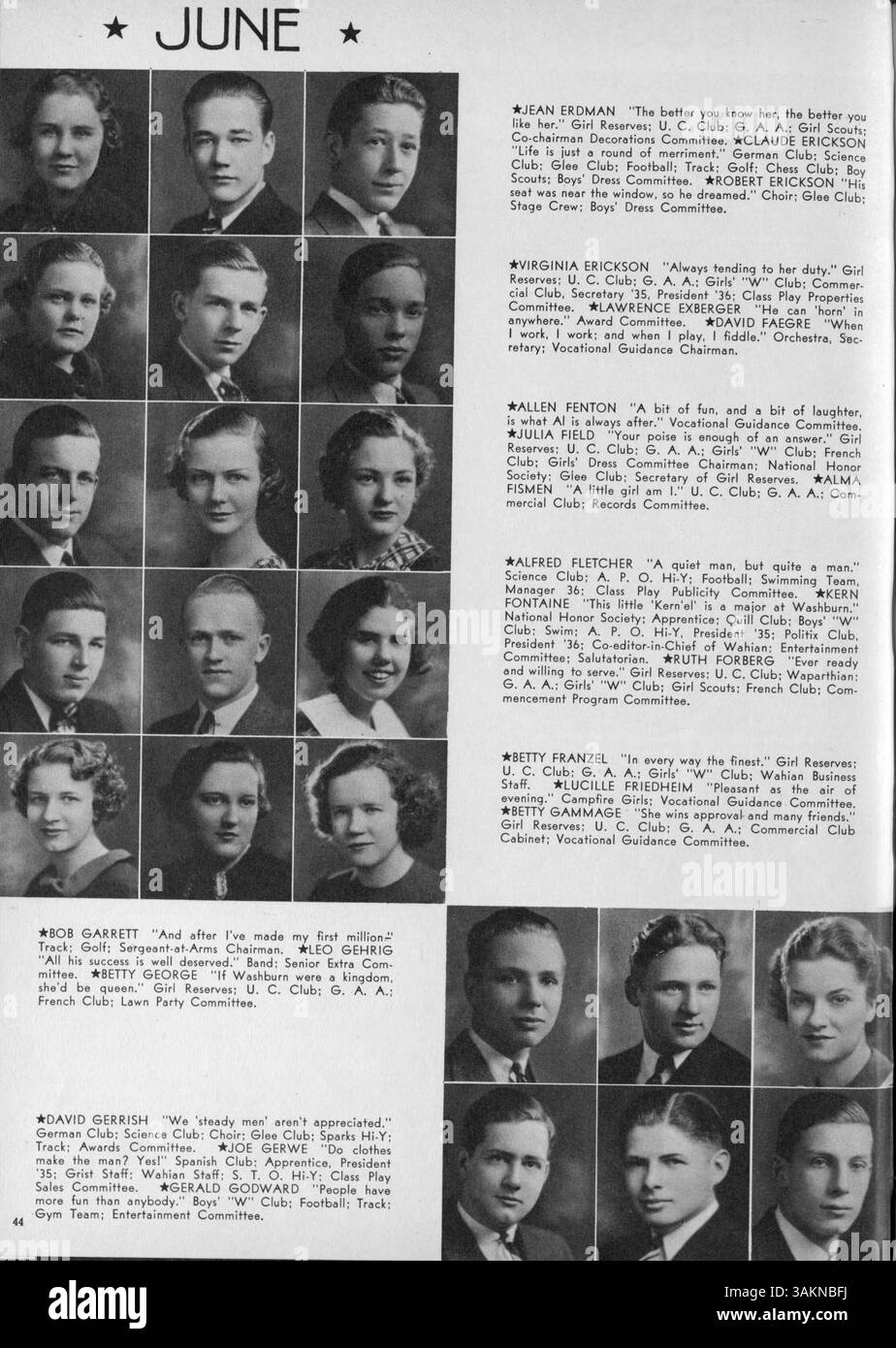 The 1936 Wahian Yearbook from Washburn High School chronicles the ...