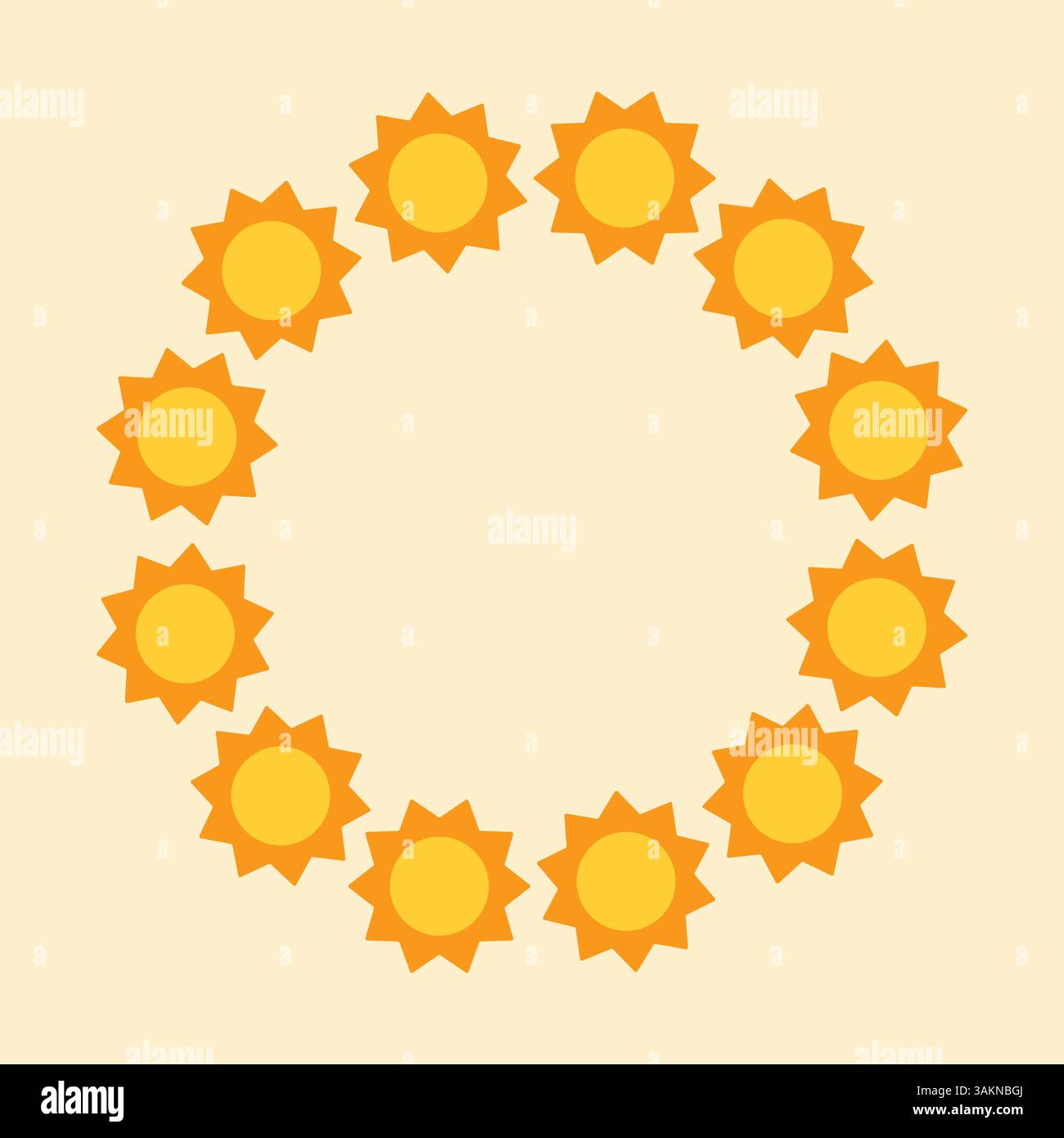 Round frame of cartoon suns. Vector illustration Stock Vector Image ...