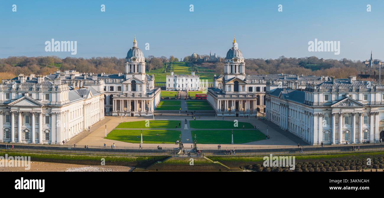 Aerial View of Old Royal Naval College and Greenwich Landmarks Stock ...