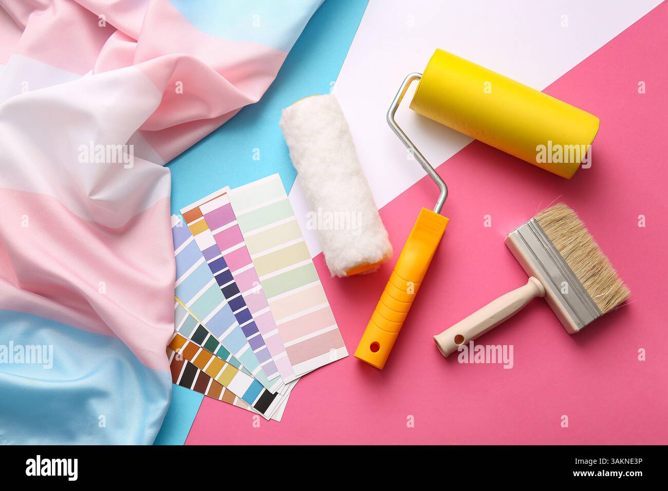 Color palettes with painting tools and transgender flag on color ...