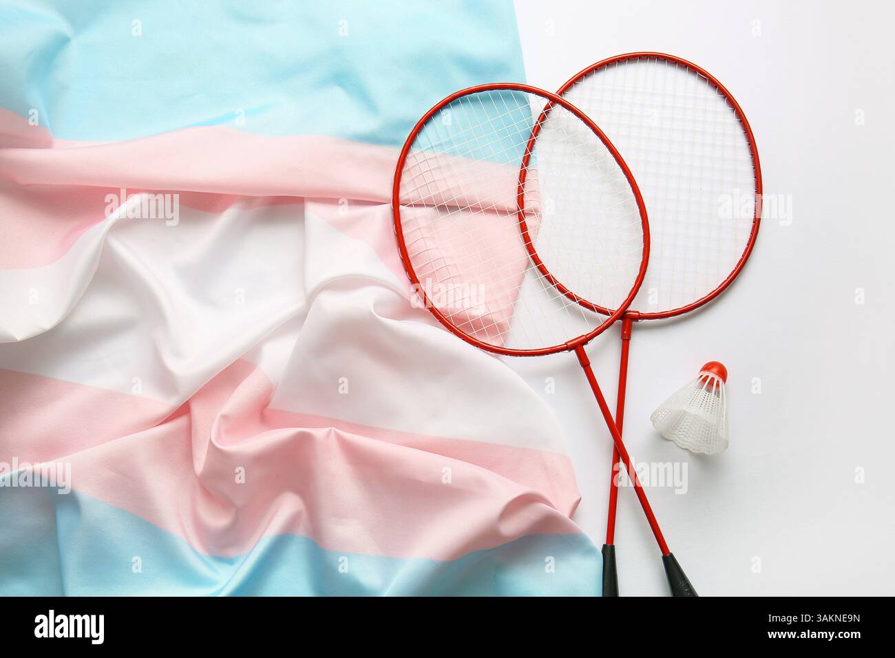Rackets with shuttle and transgender flag on white background Stock ...