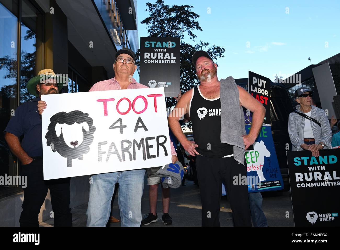 Perth, Australia. 13th Apr, 2025. Keep the Sheep protesters are seen ...