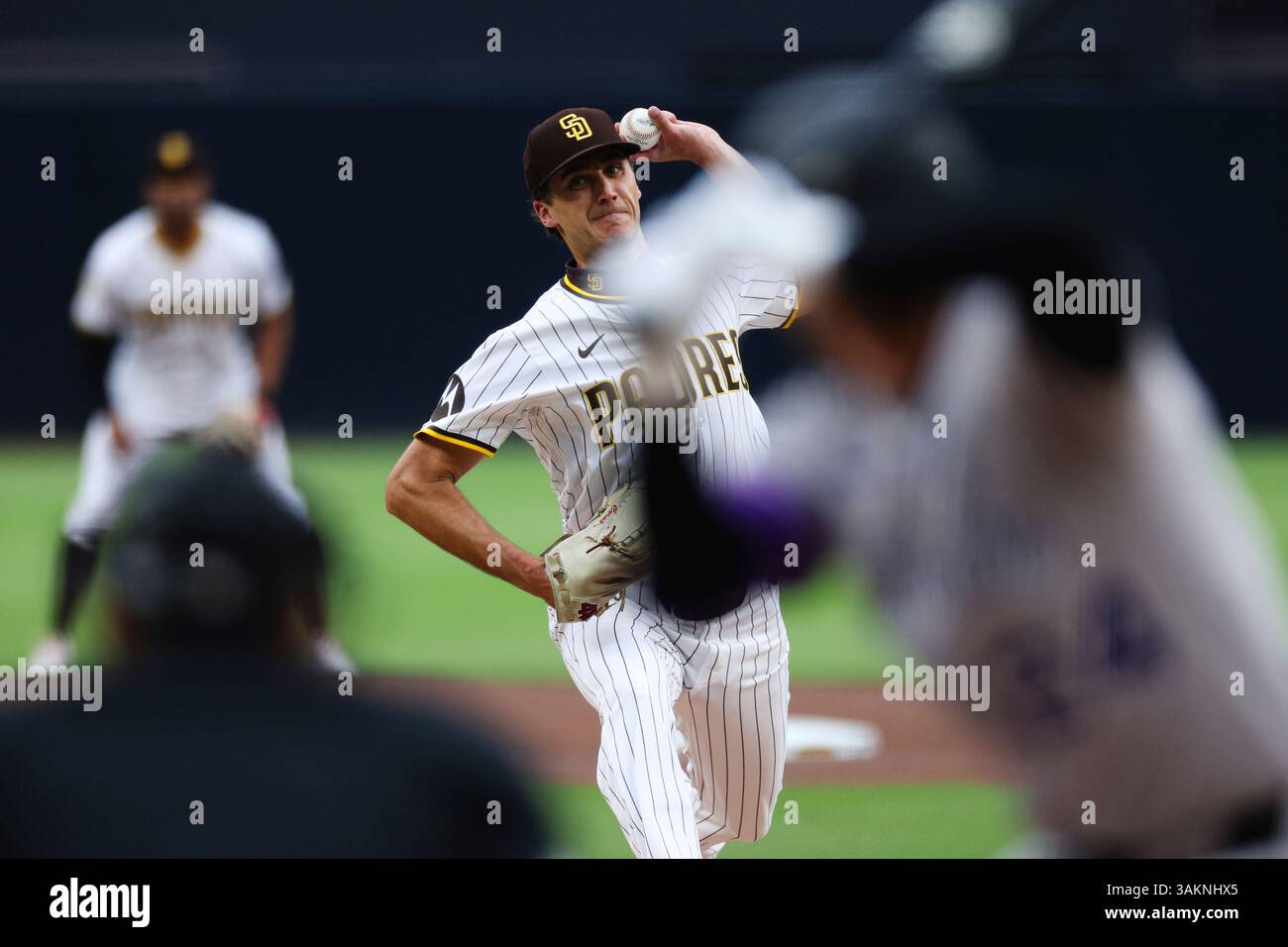 San Diego Padres starting pitcher Kyle Hart winds up against a Colorado ...