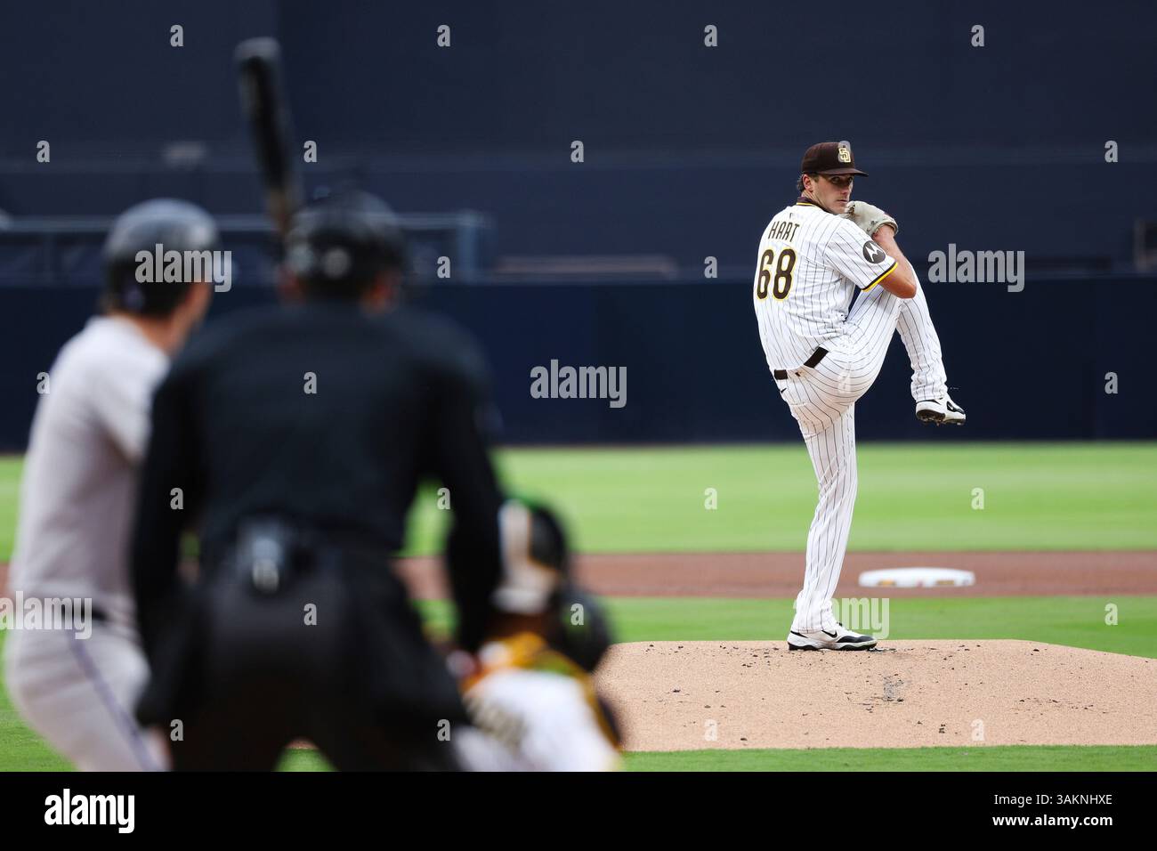 San Diego Padres starting pitcher Kyle Hart winds up against a Colorado ...