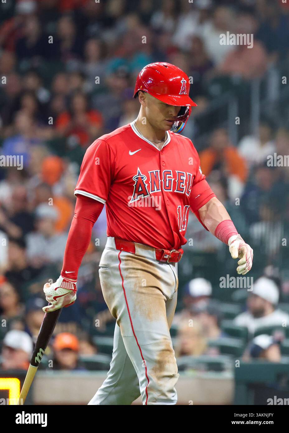 HOUSTON, TX - APRIL 12: Los Angeles Angels catcher Logan O'Hoppe (14 ...