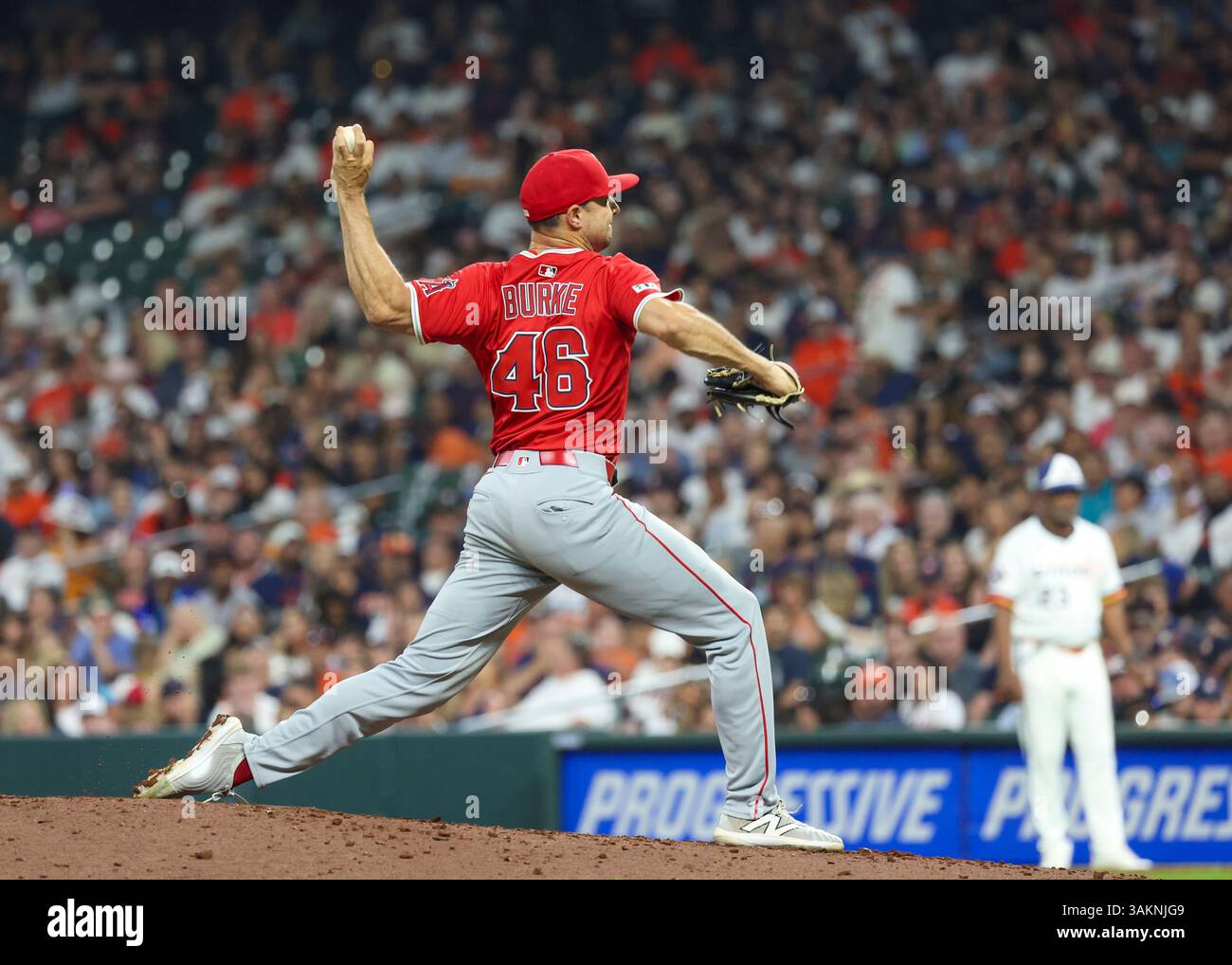 HOUSTON, TX - APRIL 12: Los Angeles Angels pitcher Brock Burke (46 ...