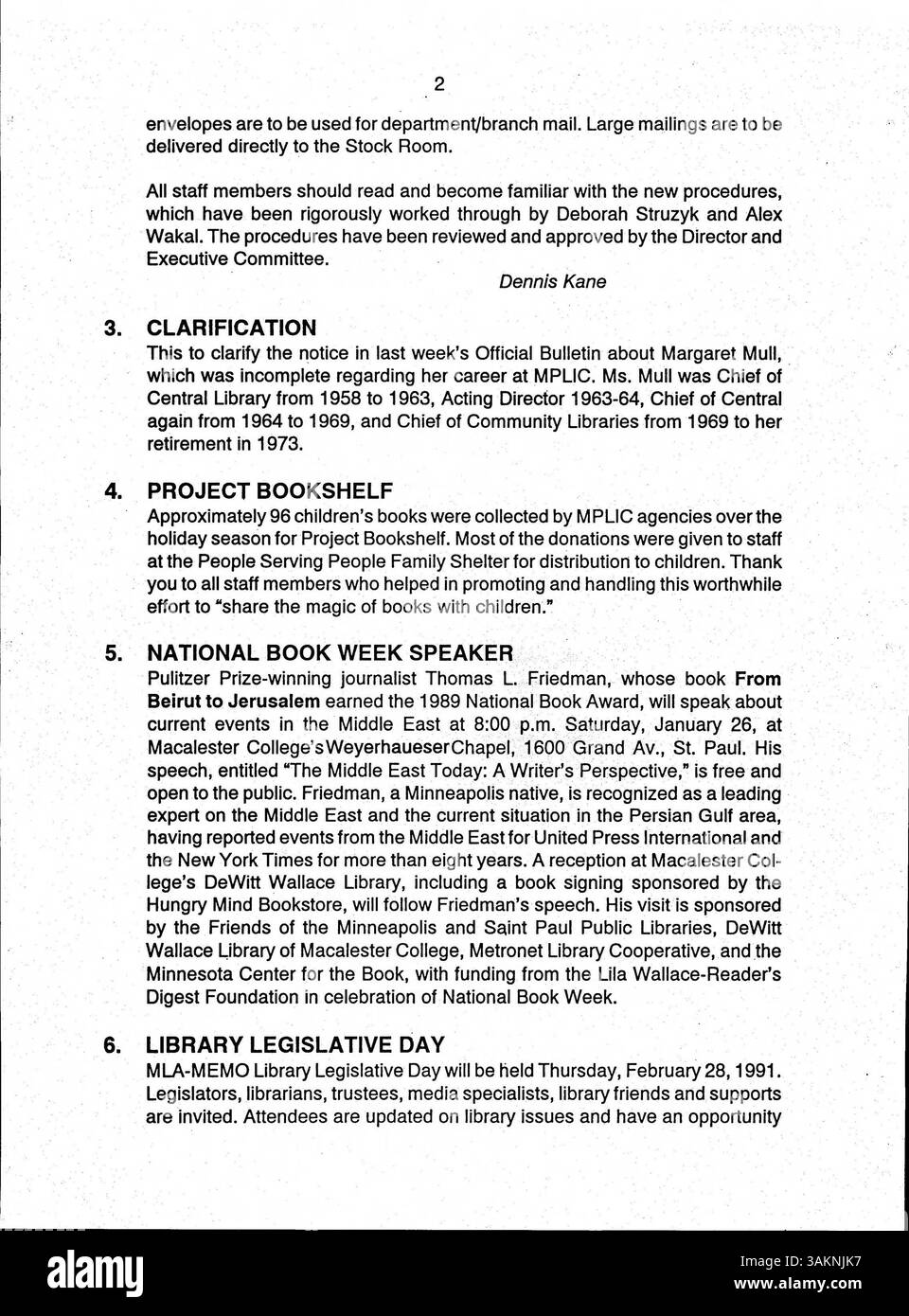 The 1991 Minneapolis Public Library Official Bulletin serves as a weekly resource for employees ...
