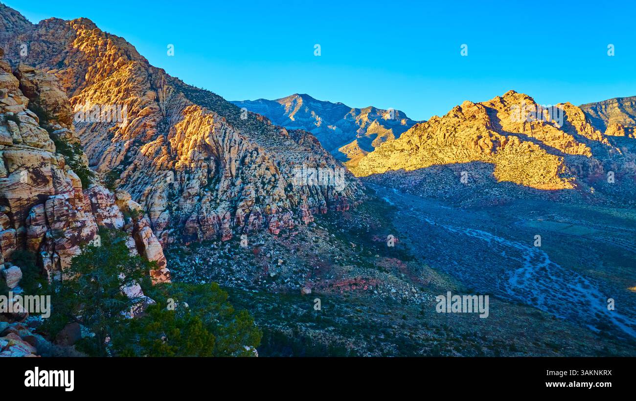 Aerial of Sunlit Red Rock Canyon Nevada Mountains Stock Photo - Alamy