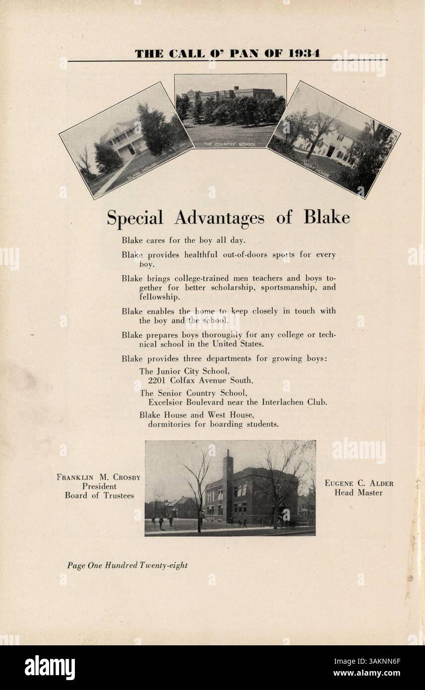 The 1934 'Call-O'-Pan' Blake Yearbook captures significant moments from ...