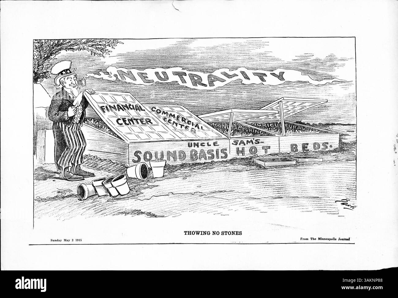 A political cartoon showing Uncle Sam standing next to a garden labeled ...