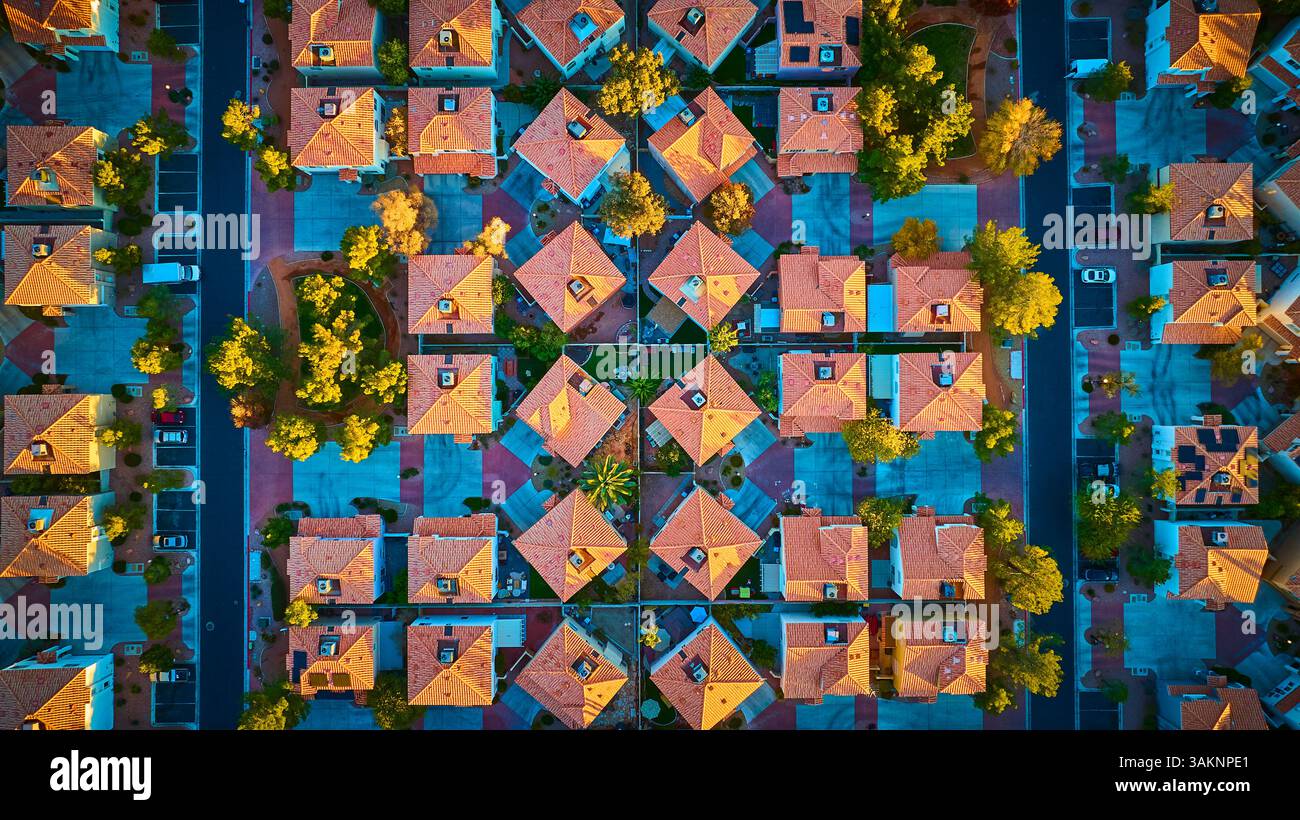 Aerial Suburban Neighborhood Grid Las Vegas Golden Hour Stock Photo - Alamy