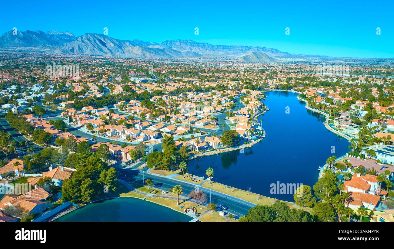Aerial of Suburban Lake Community in Desert Landscape Stock Photo - Alamy