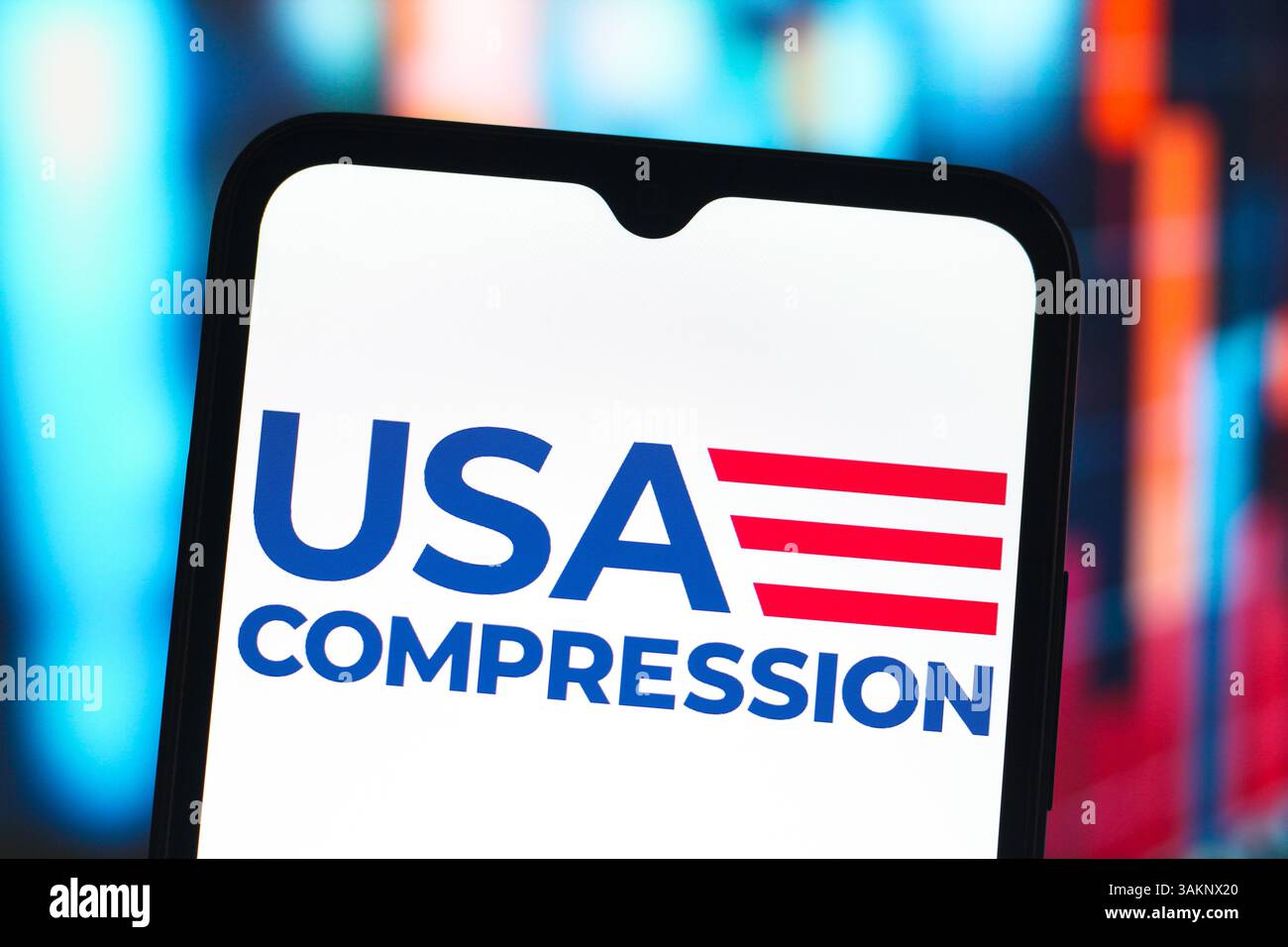 In this photo illustration, the USA Compression Partners logo is seen ...