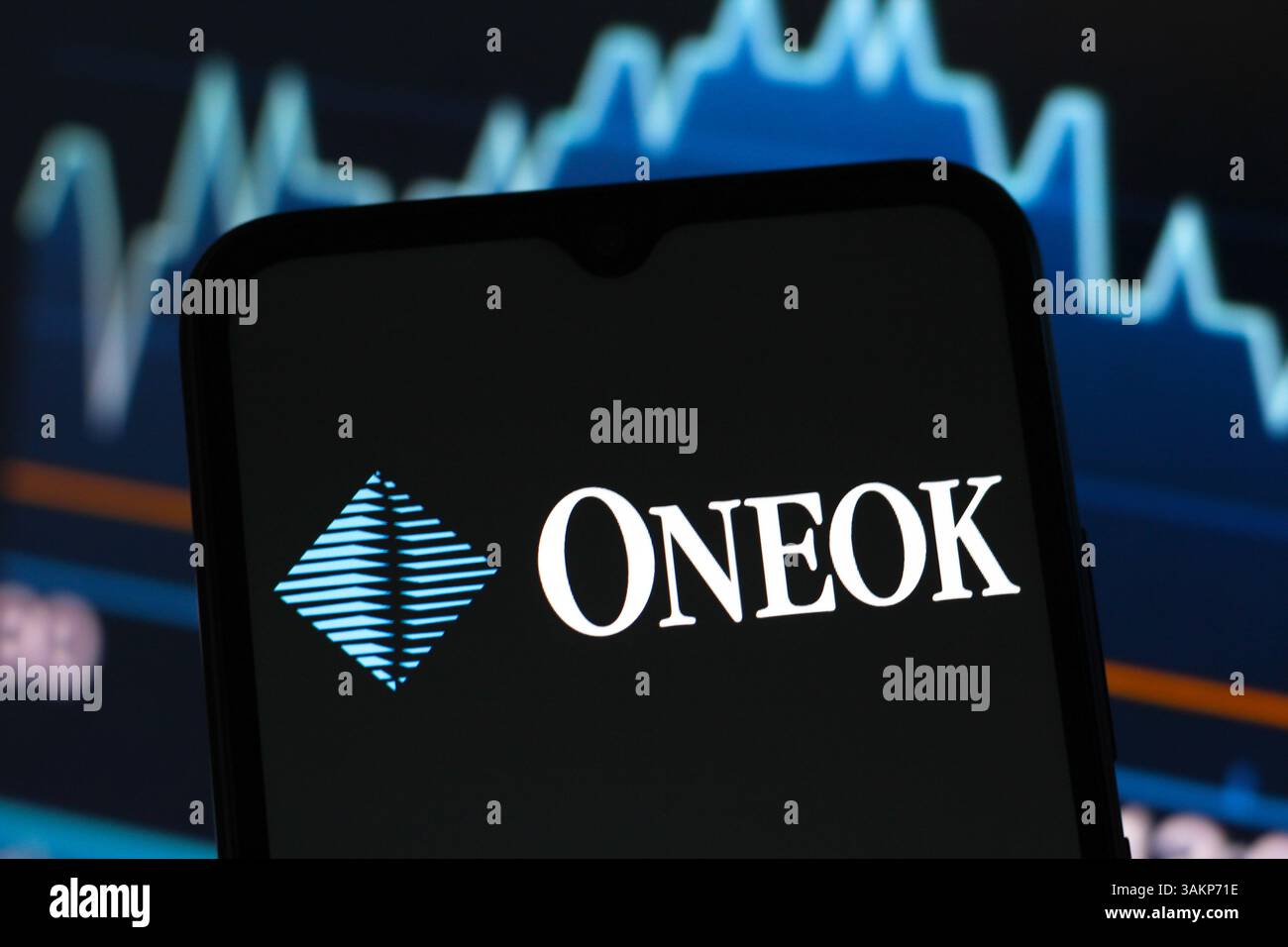 In this photo illustration, the Oneok logo is seen displayed on a ...