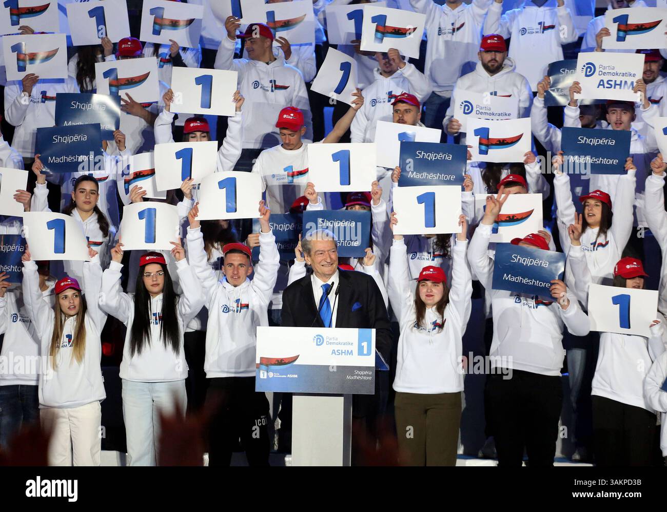 Albania s Opposition Leader Sali Berisha addresses his supporters in ...