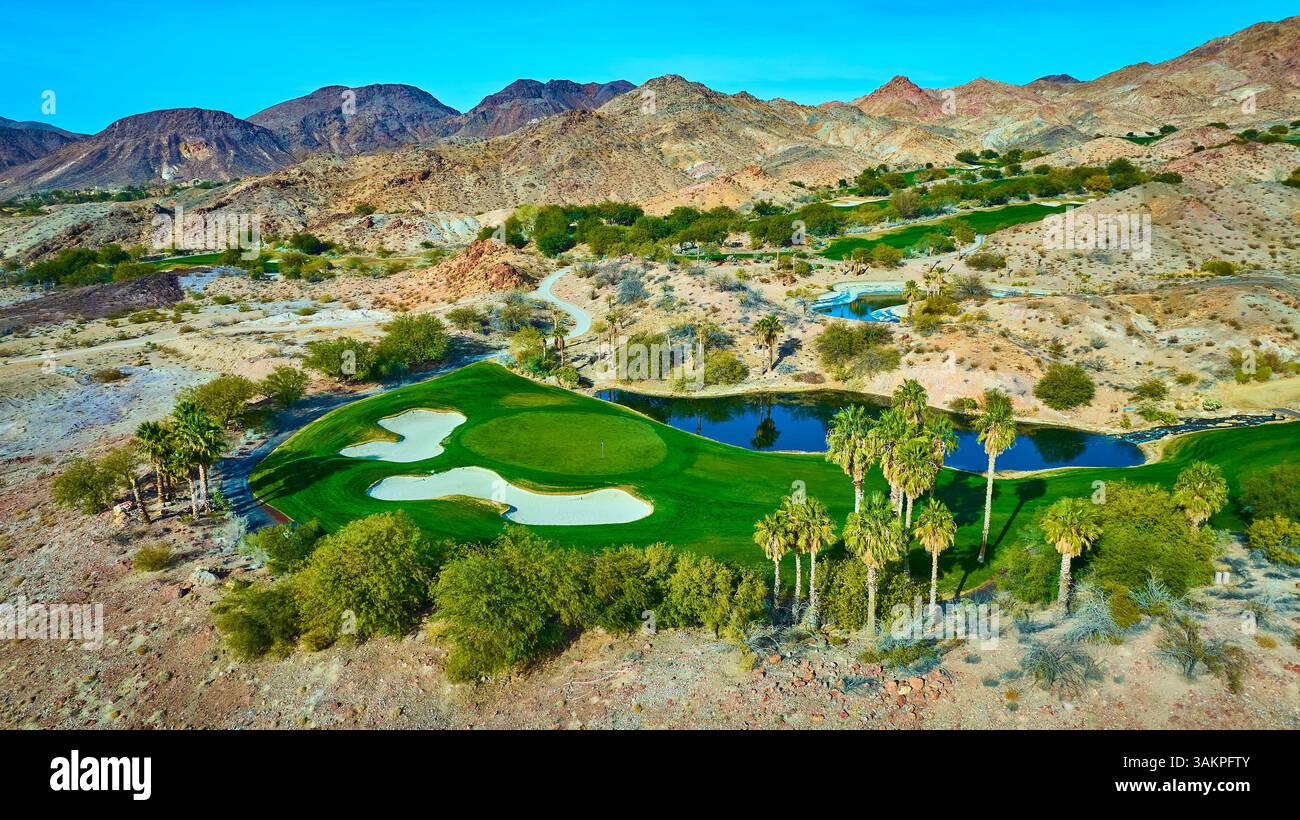 Aerial of Desert Oasis Golf Course in Bootleg Canyon Nevada Stock Photo ...