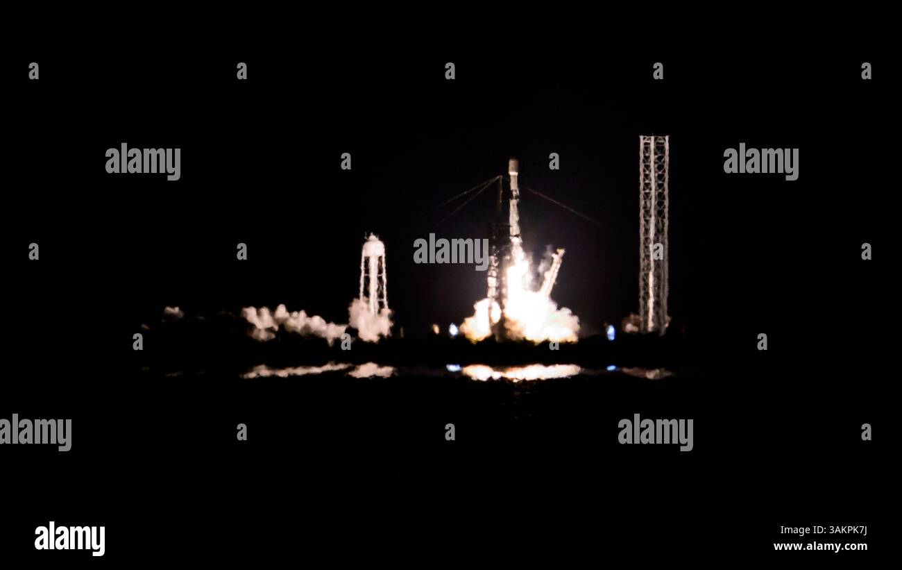 Merritt Island, Florida, USA. 12th Apr, 2025. A SpaceX Falcon 9 rocket ...