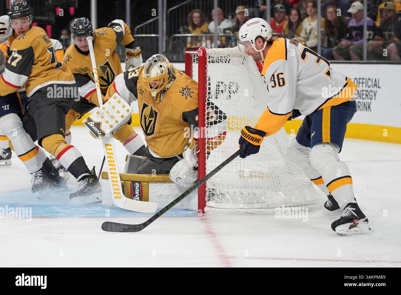 Nashville Predators left wing Cole Smith (36) attempts a shot on Vegas ...