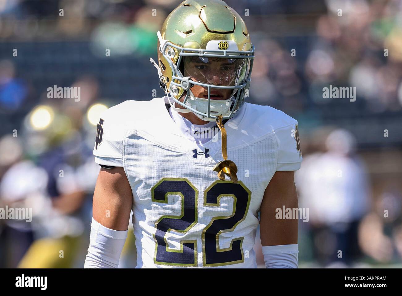 April 12, 2025: Notre Dame safety Ethan Long (22) during the Notre Dame ...
