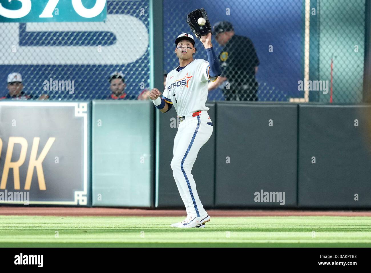 Houston Astros right fielder Cam Smith (11) catches a fly ball hit by ...