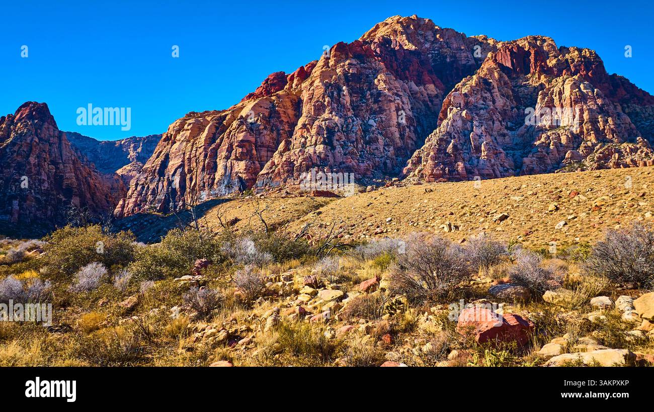 Aerial of Red Rock Canyon's Rugged Desert Landscape in Nevada Stock ...