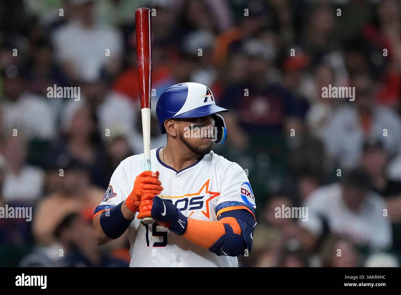 Houston Astros' Isaac Paredes bats during the fourth inning of a ...