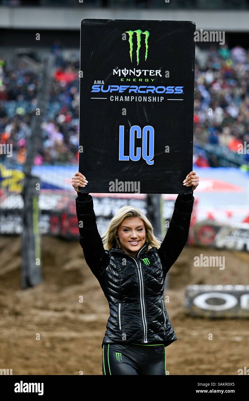 PHILADELPHIA, PA - APRIL 12: A Monster energy girl is shown during the ...