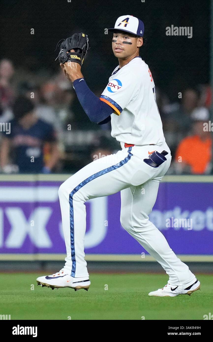 Houston Astros right fielder Cam Smith (11) catches a fly ball hit by ...