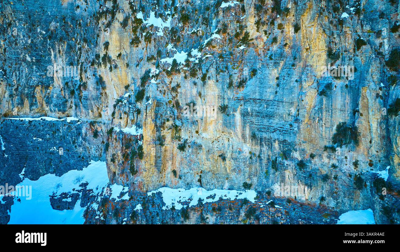 Aerial of Layered Cliff with Snow in Mt Charleston Nevada Stock Photo ...
