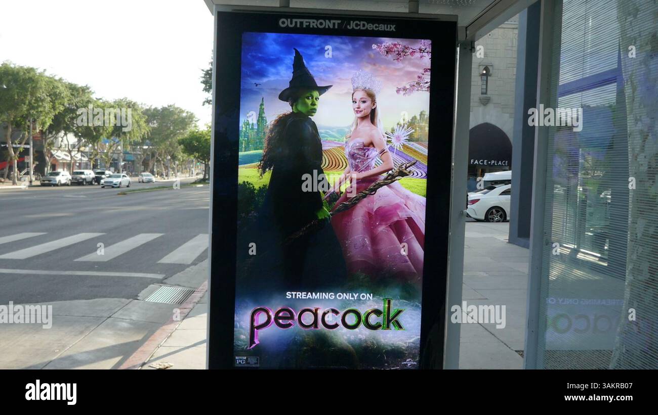 Los Angeles, California, USA 12th April 2025 Wicked Bus Stop Streaming ...