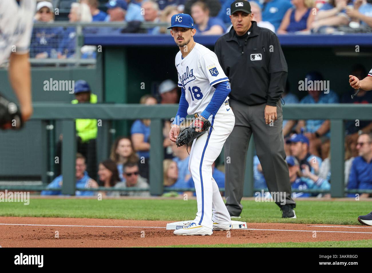 April 9, 2025: Kansas City Royals first baseman Cavan Biggio (18) is ...
