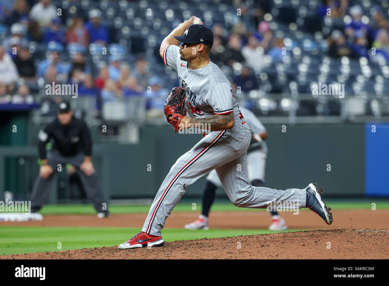 Kansas City, MO, USA. 9th Apr, 2025. Minnesota Twins relief pitcher ...