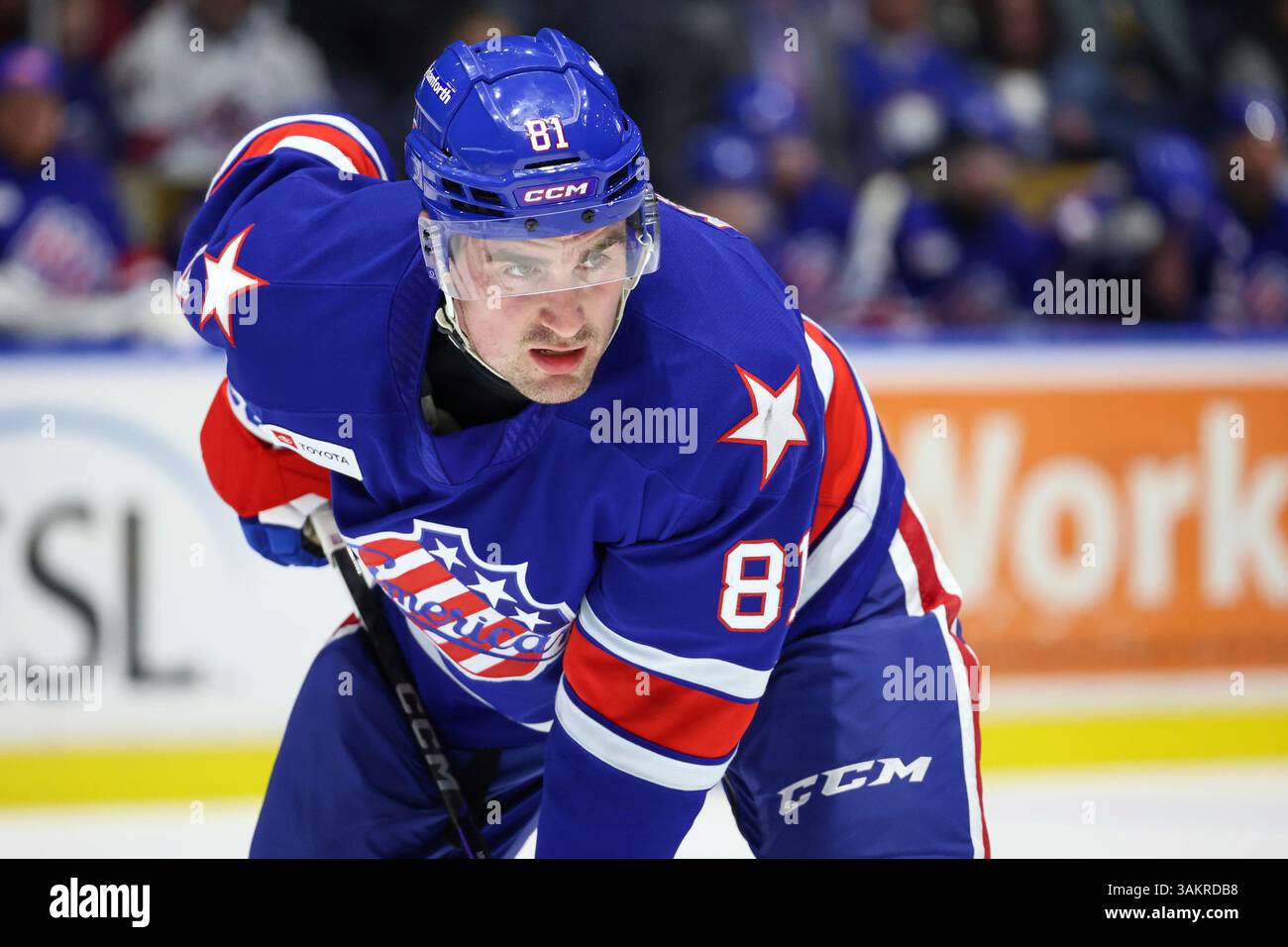 April 11th 2025: Rochester Americans forward Brett Murray (81) skates ...